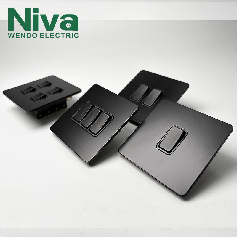 Niva Stainless Steel Retro UK Standard 3 Gang 2 Way Wall Switches with ...
