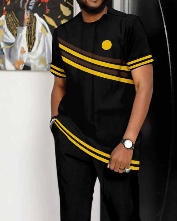 Men's Set Simple and Noble High Grade Printed African Fabric Production ...