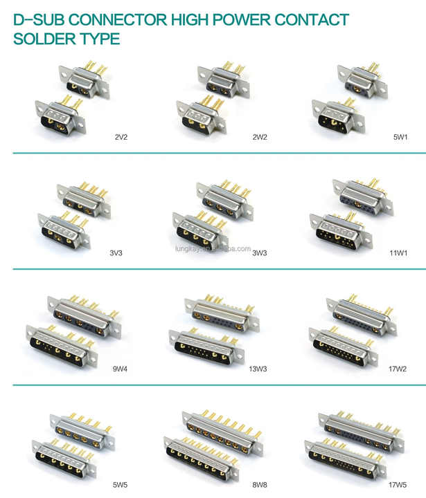 High Power 3W3 Cup Pin Type Straight Gold Pin High Current Female 3W3 ...