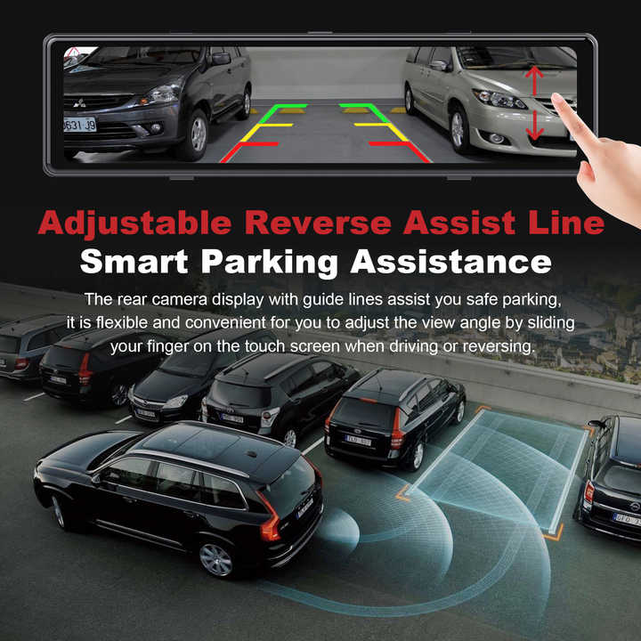 ADINKAM 12-Inch Touch Screen Dual Lens Dash Cam Black Box Car DVR ...