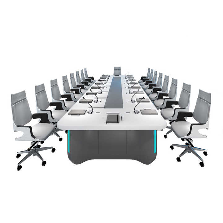 Smart Steel Conference Table - Wireless Charging, Hidden Display & AI ...