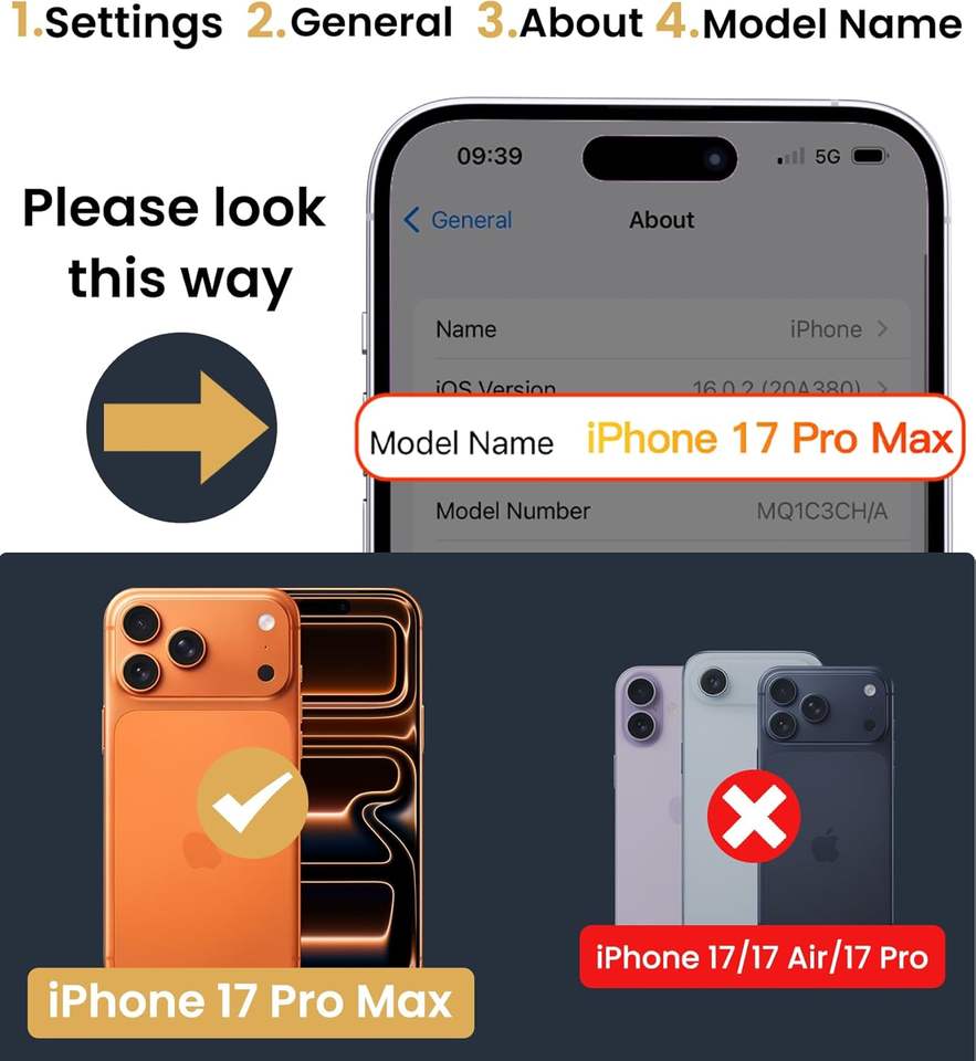 For iPhone 17 Pro Max Case with 2X Privacy Screen Protector, Credit ...