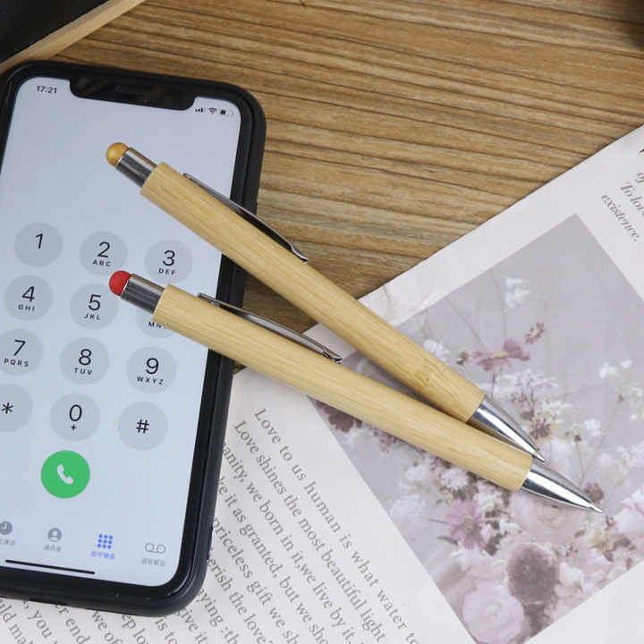 Eco-friendly Bamboo Wooden Ballpoint Pen with for Stylus Tip Customizable Logo Pens| Alibaba.com