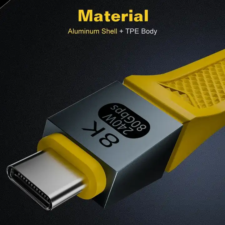 Thunderbolt 5 Type C USB4 2.0 Cable 80Gbps Data Transmission Fast Charging PD 240W Supports 16K ...
