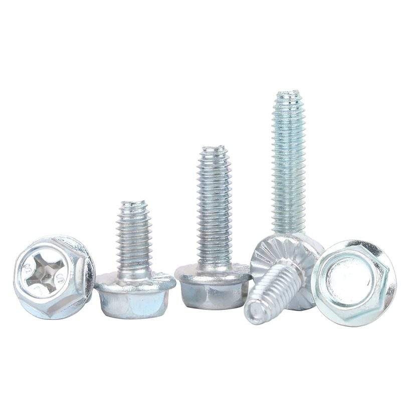 Galvanized Hex Head Cross-shaped Concave Flange Bolts, M4-M8 Flat Head ...
