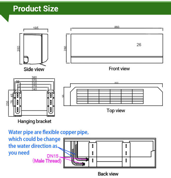 Wall-Mounted Water Fan Coil Units (FCU) Exposed Fancoil with Remote ...