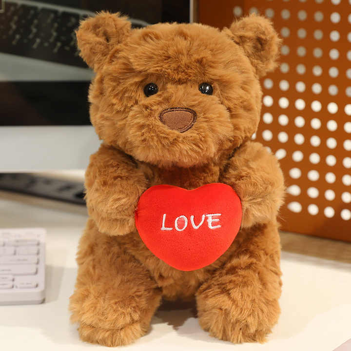 7 Inch Plushies Red Heart Teddy Bear Stuffed Animals Wholesale ...