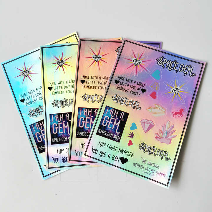 Custom Glossy Glitter Laser Holo Foil Sticker Printing