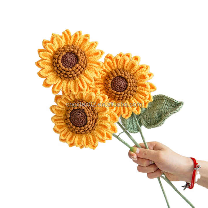 Knitted Flower Bouquet Large Double Layer Sunflower Flowers Mothers Day ...