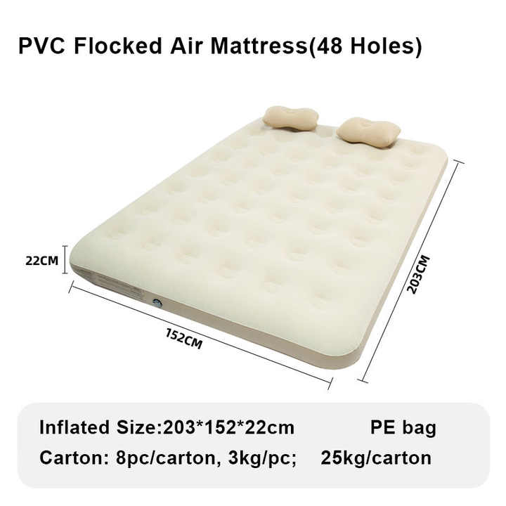 Custom Logo Flock Pvc Inflatable Mattress Foldable Air Mattress With ...