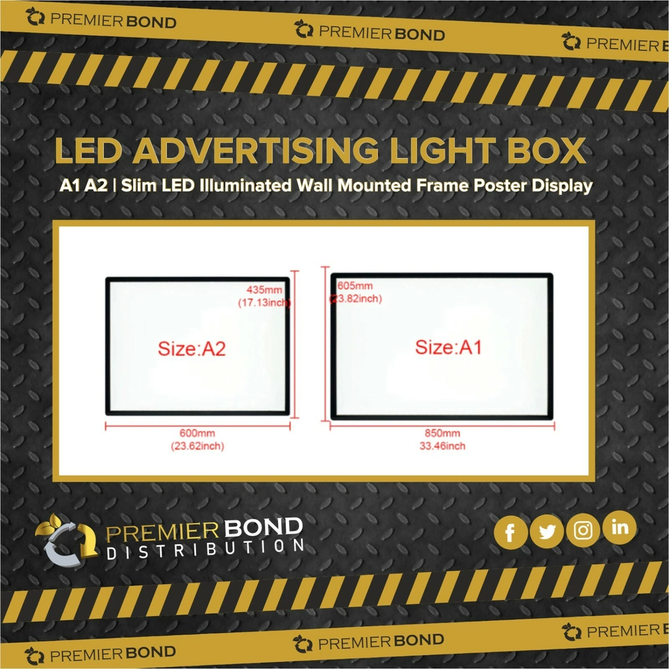 LED Slim Advertising Lightbox Sign Wall-Mounted Poster Board Menu Frame ...