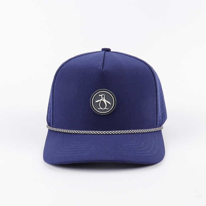 Custom 5 Panel Rubber PVC Logo Rope Baseball Cap - Waterproof