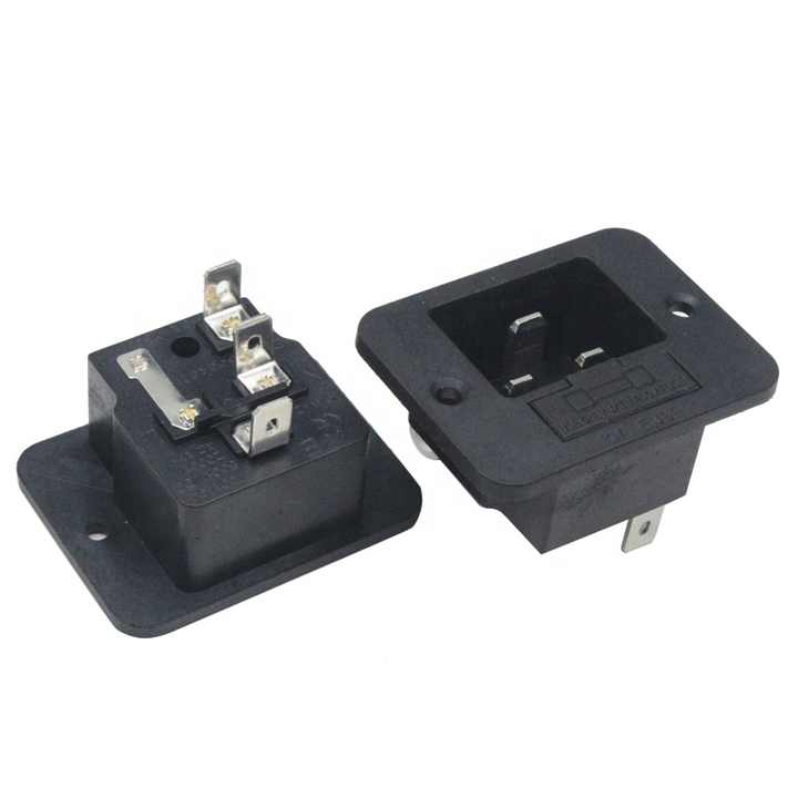 IEC C20 Screw Mounted AC Power Socket Fuse Inlet Male Plug