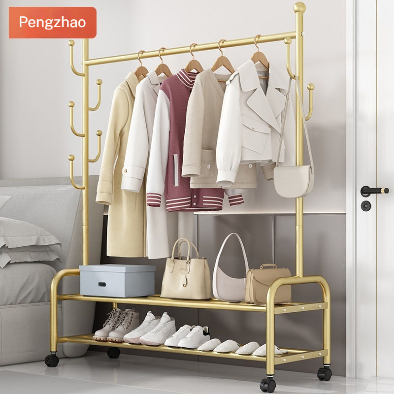 Thickened Design Balcony Storage Metal Floor-Standing Double-Tier Coat ...