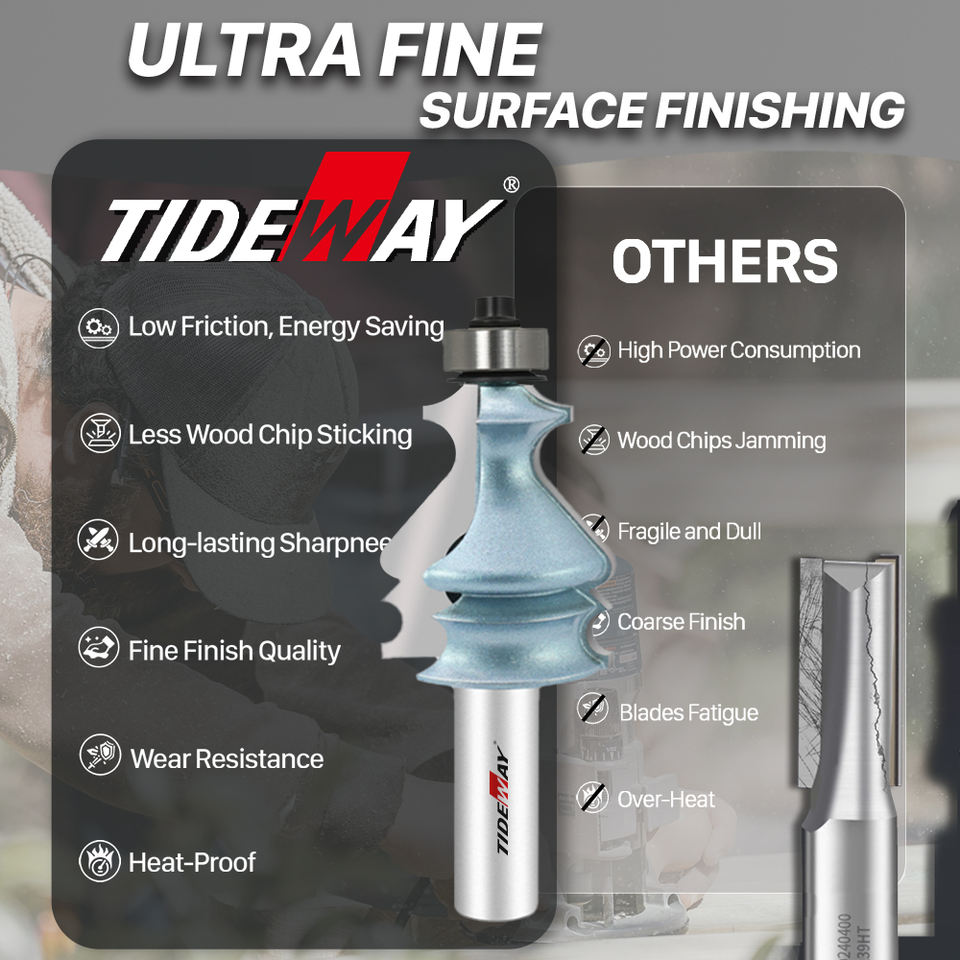 TIDEWAY Wood Radius Cutter Edge-Forming Router Bit Carbide CNC Trimmer ...