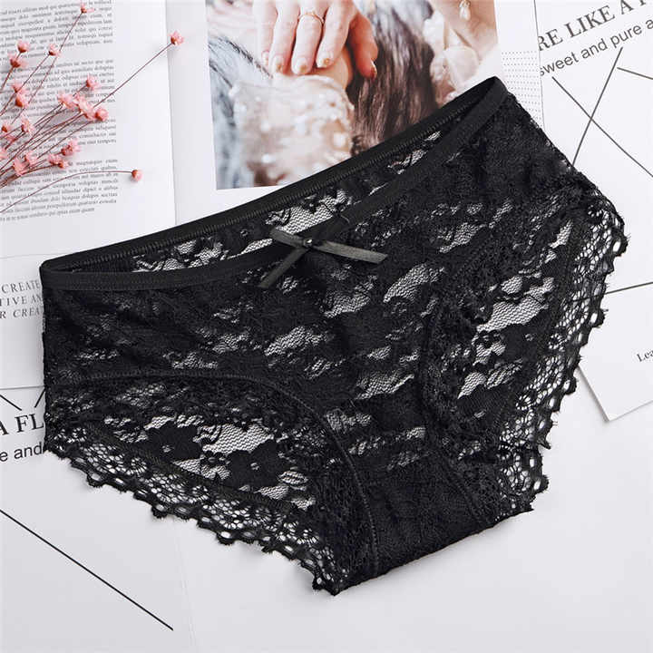 Wholesale Ladies Underwear Hollow Mesh Low Waist Sexy Lace Panties Briefs Plus Size Underwear ...