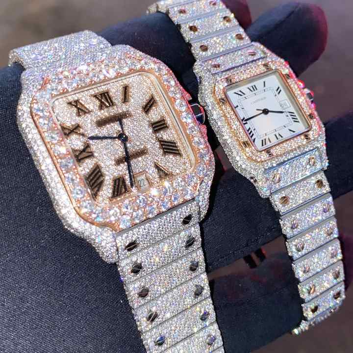 Luxury Iced Out Men's Watch With Moissanite Brilliant Diamo Rectangle ...