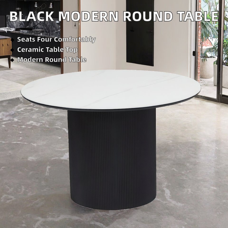 Modern Minimalist Nordic Round Dining Table with Ceramic Top and MDF ...