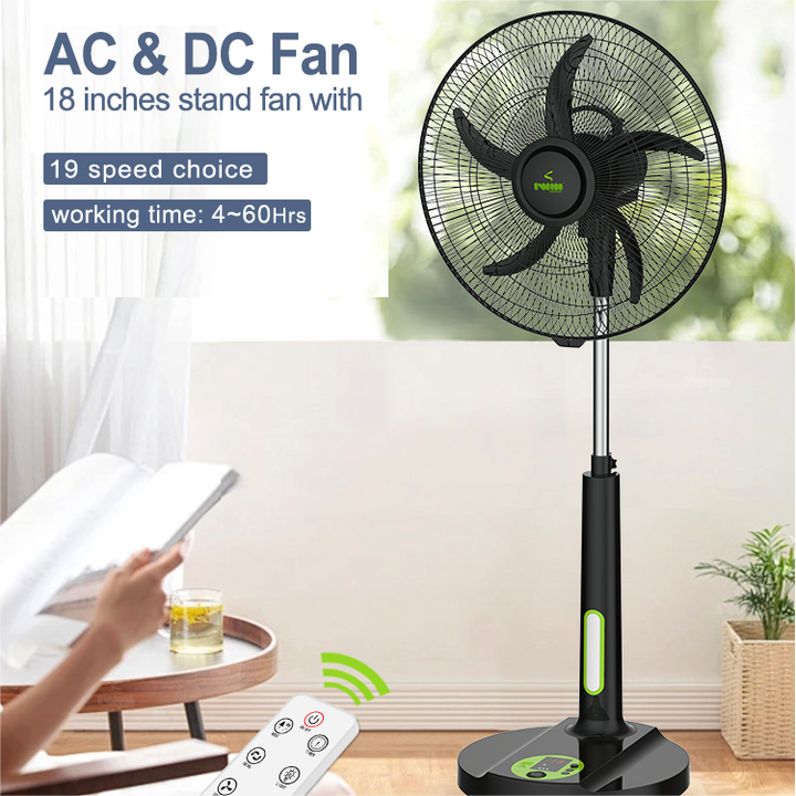 IWIN 18 Inch Solar Rechargeable Standing Fan - 19 Wind Speeds, Remote ...
