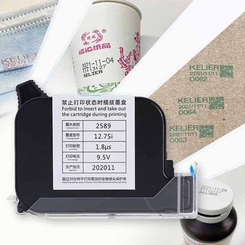 kelier inkjet printer logo machine printing black ink cartridge 12.7mm ...
