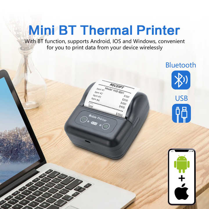 Portable Mobile USB Bluetooth Invoice Printer Imprimante Thermique POS Wireless 80mm Thermal ...