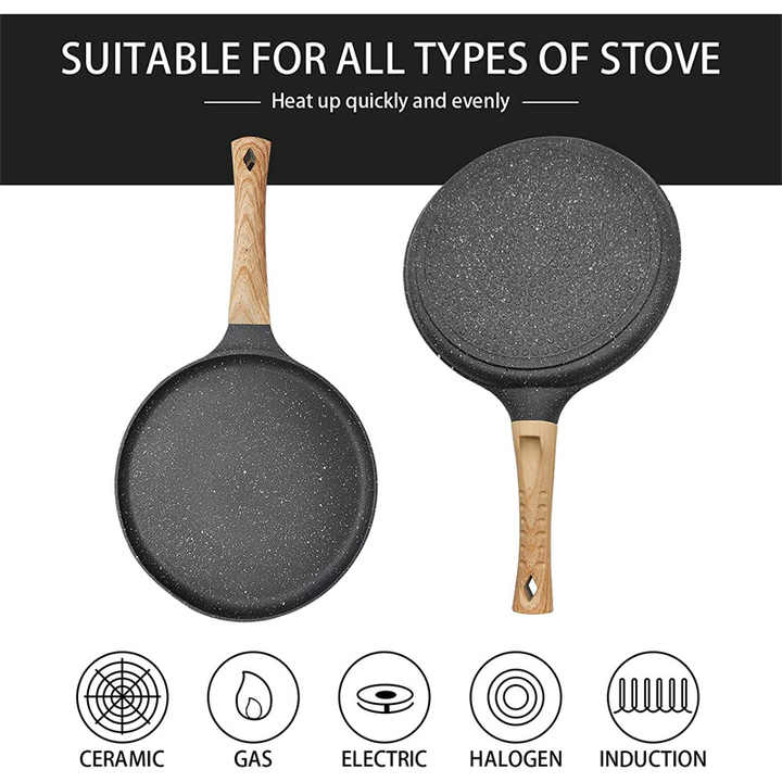 Pan Crepe Pancake Pan Nonstick Frying Pot with Wooden Handle Omelet ...