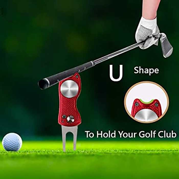 Custom Logo Metal Pitchfork Magnet Golf Divot Repair Tool with Hat Clip ...