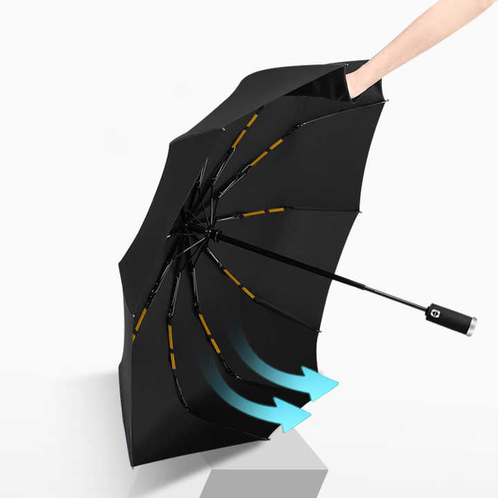 High Quality 3 Folding Umbrella Safety in Night LED Light Umbrella UV ...