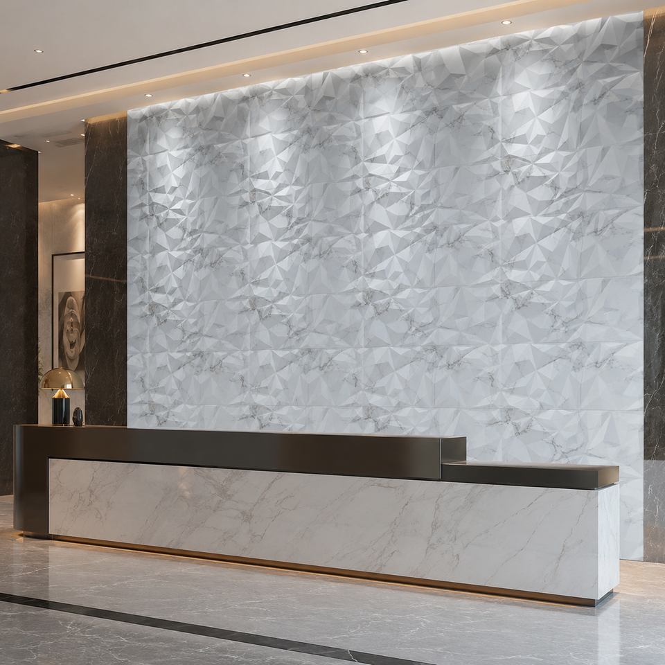 3D PVC Decorative Wall Cladding Marble Look Surface Hotel Showroom ...