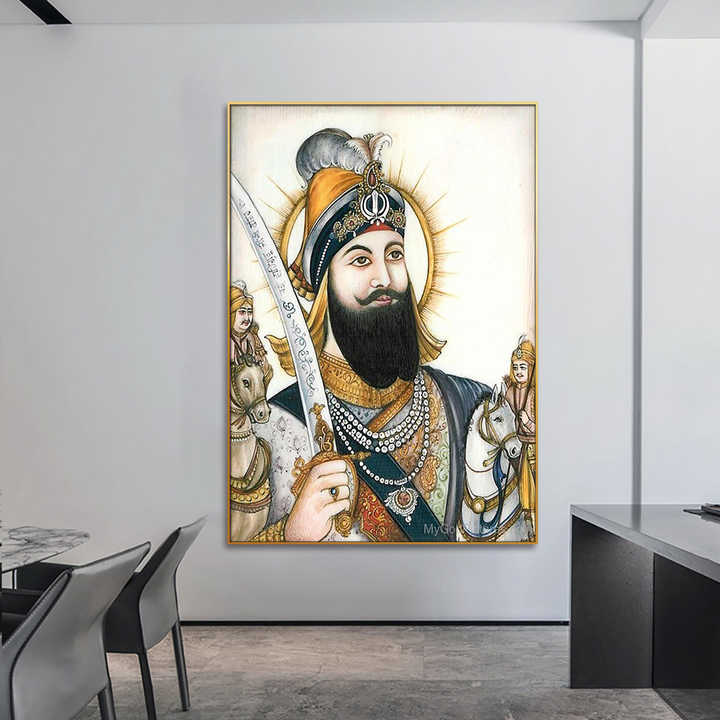 Huamiao Sikh Guru Gobind Singh Ji Frame Portrait Painting for Living ...