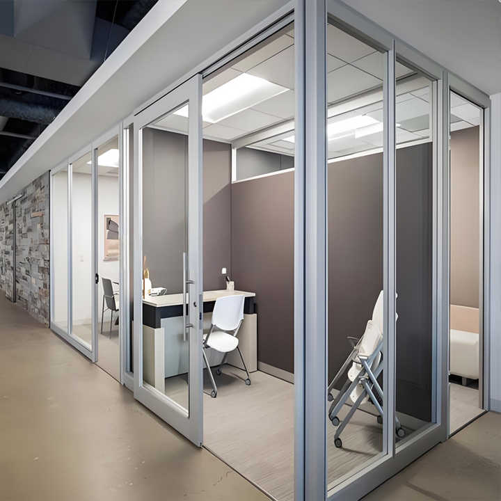 Folding Glass Partition Wall Panel Office Separator with Durable Glass ...