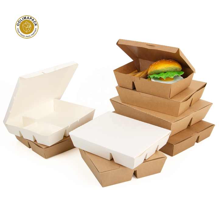 Disposable Kraft White Paper Takeout Boxes - Versatile & Durable