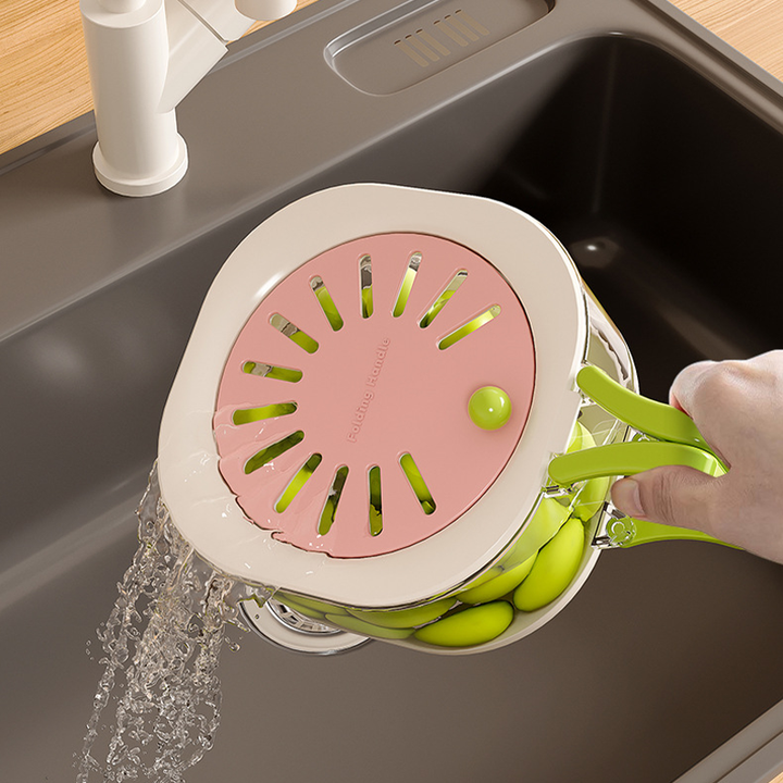 Draining Basket Fruit Washing Bowl With Drain Lid Tray Fruit Drainer ...