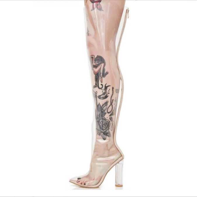 Exotic Dancer clear Boots Wholesale Plus Size Over the Knee Boots Sexy ...