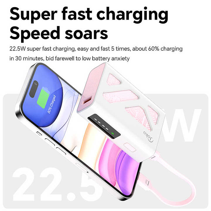 JOKO 10000mAh Mini Size Power Bank with 22.5W Fast Charge Built-In ...