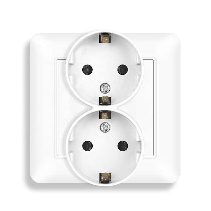 EU Standard Double Wall Socket - 2 Outlets, 16A, OEM | Wholesale