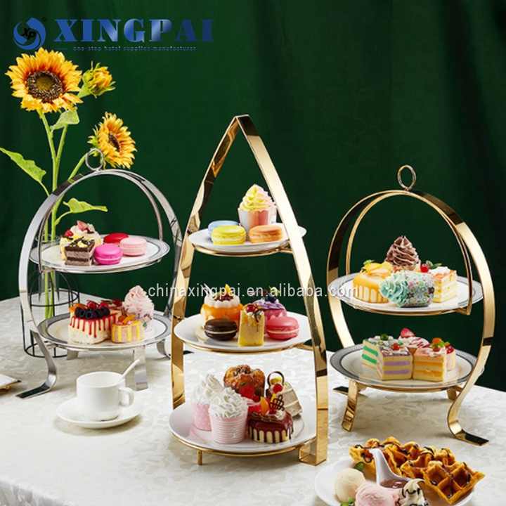 XINGPAI Buffet Equipment - Luxury Gold Plated Dessert Stands