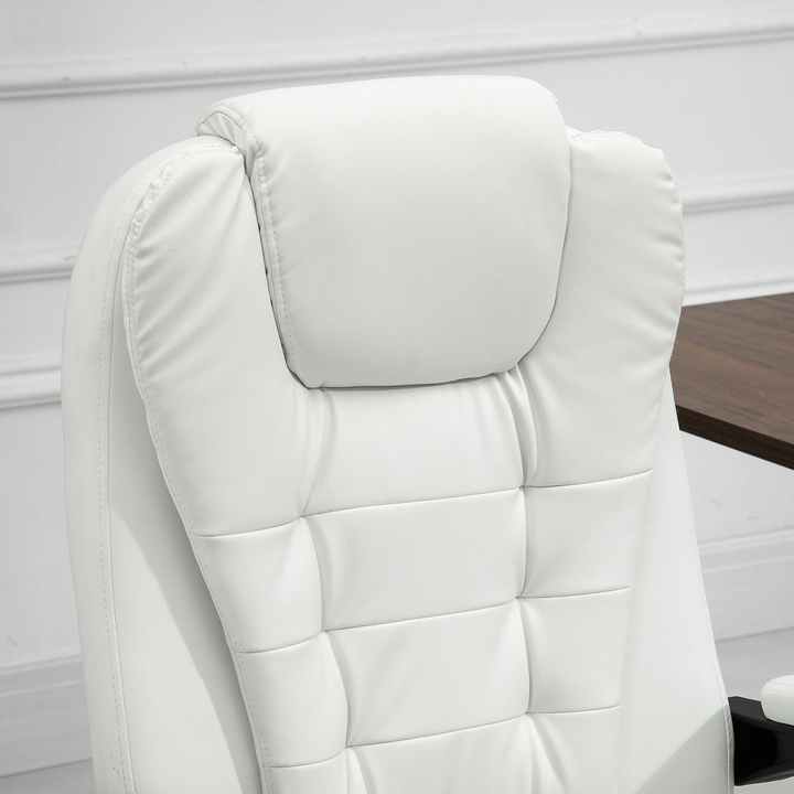 Luxury 8-Point Vibrating Massage Executive White PU Leather Office ...