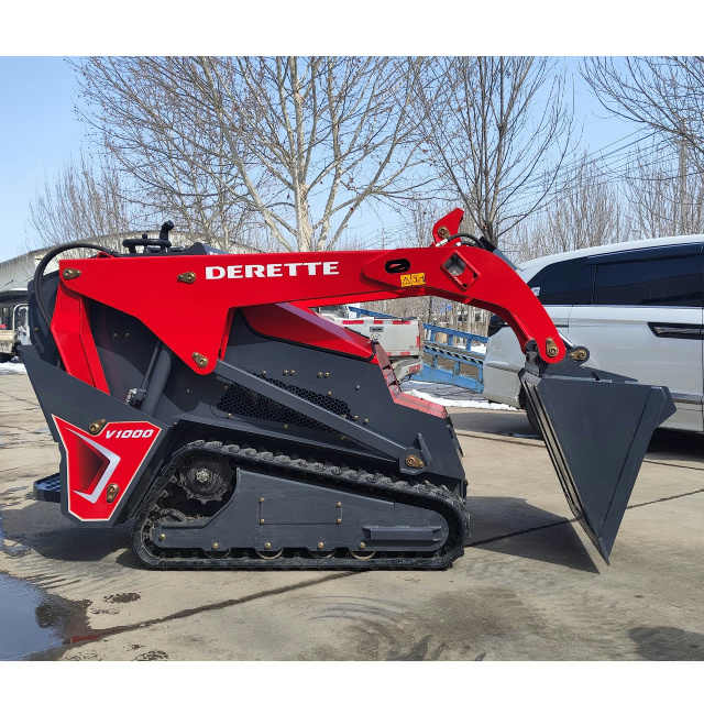 Derette V1000 Mini Track Skid Steer Loader with 25hp Diesel Engine