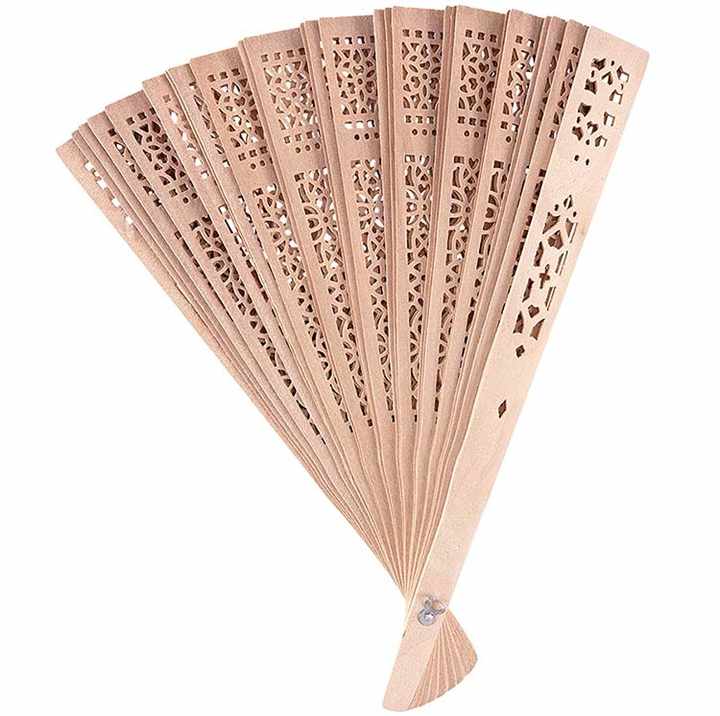 21cm Long Folding Hand Fan - Bamboo Decorative Gift