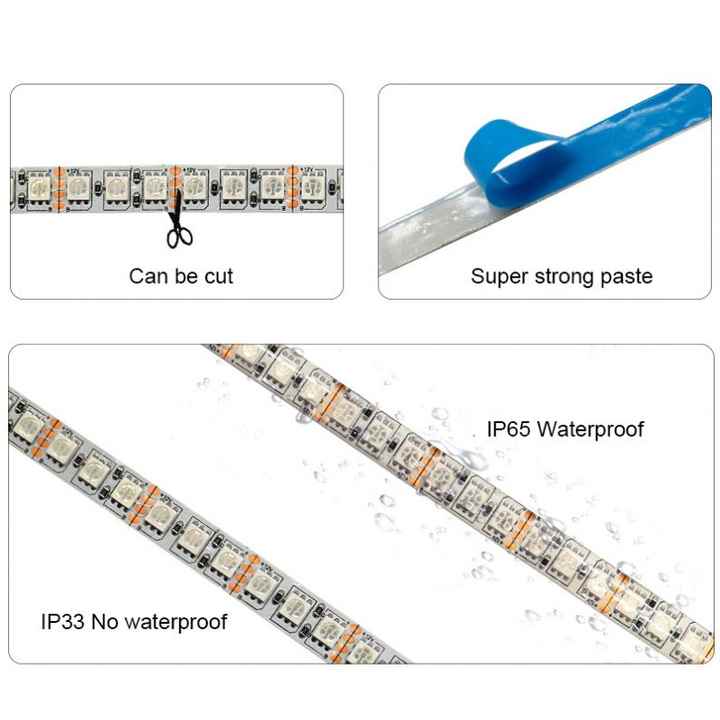 8MM 5050 Led Strip Lights 12V RGB Neon Light Multicolored Highlight ...