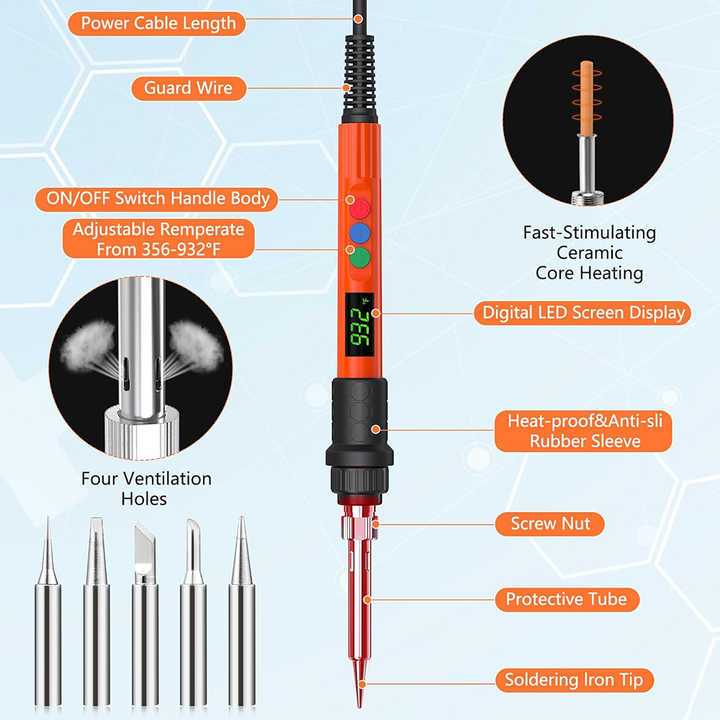 60W-120W Soldering Iron with Digital Temperature Control