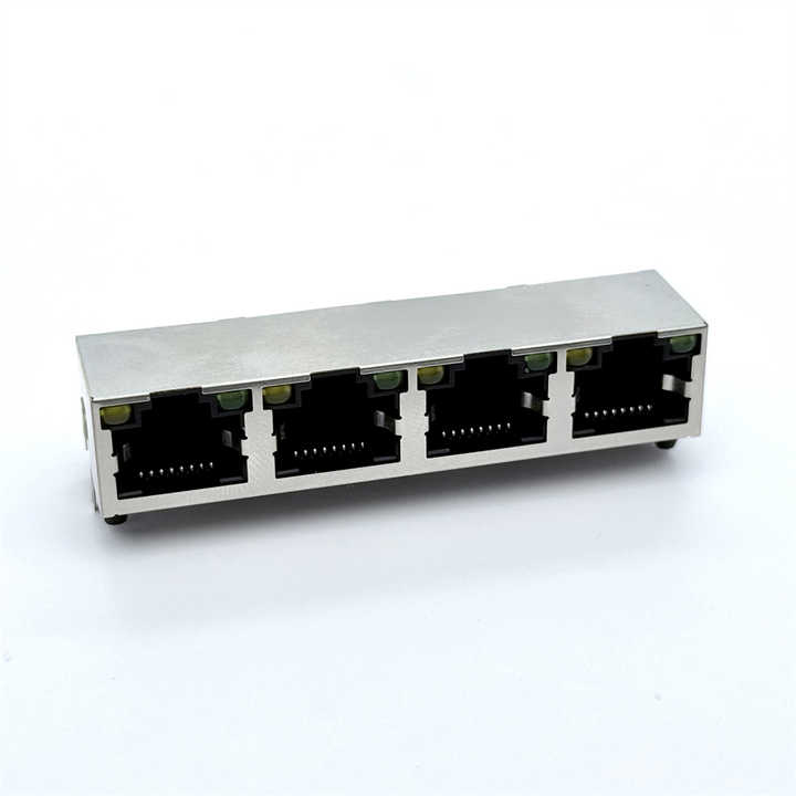 Soulin 1x4 Port RJ45 Female LAN Socket Connector with Bi-Color (Left ...