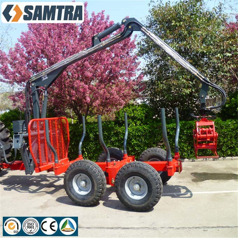 Forest Machine Wood Trailer with Crane Self Loading Log Trailer ...
