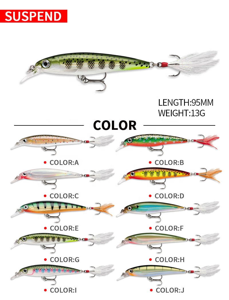 Freshwater Suspending Minnow Lures - 90mm 14g High Quality