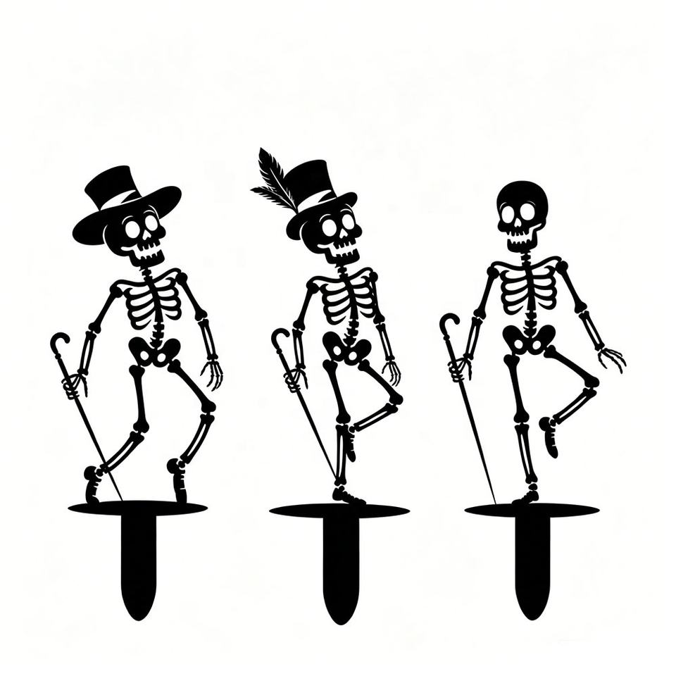 Black Metal Dancing and Playing Skeleton Sign for Halloween Outdoor ...