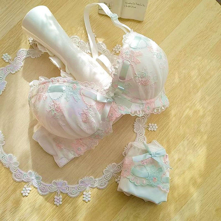 Japanese Ribbon Embroidery Cute Girl No Underwire Gather Comfortable ...