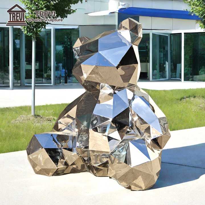 Modern Garden Metal Animal Statue - Stainless Steel Bear