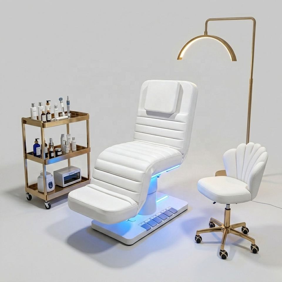 Electric Spa Treatment Table Adjustable Backrest 3 Motors Vibrating ...