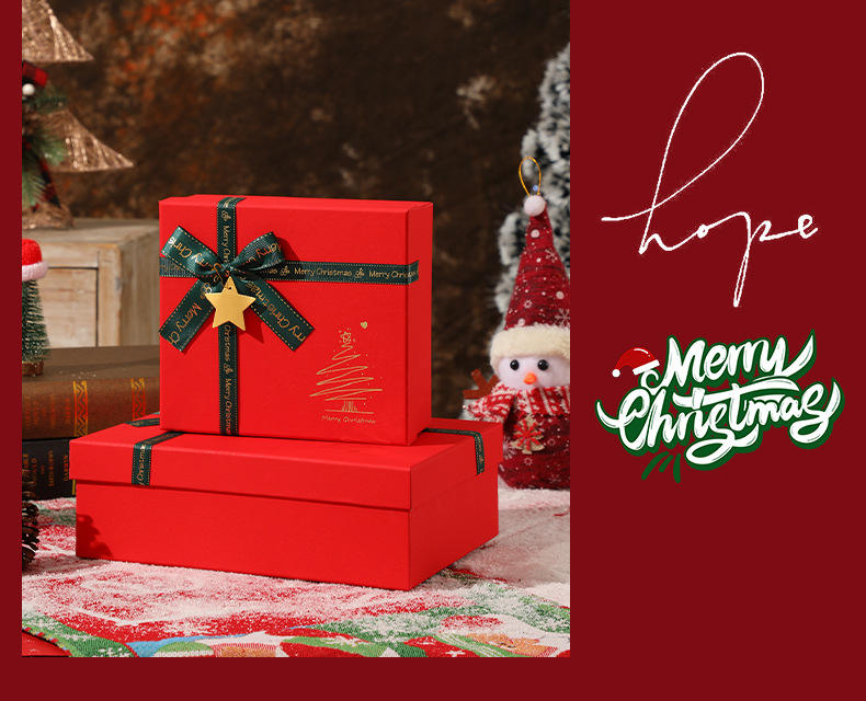 Red Hot Stamping Ribbon Bow Christmas Card Paper Bag Christmas Rigid ...